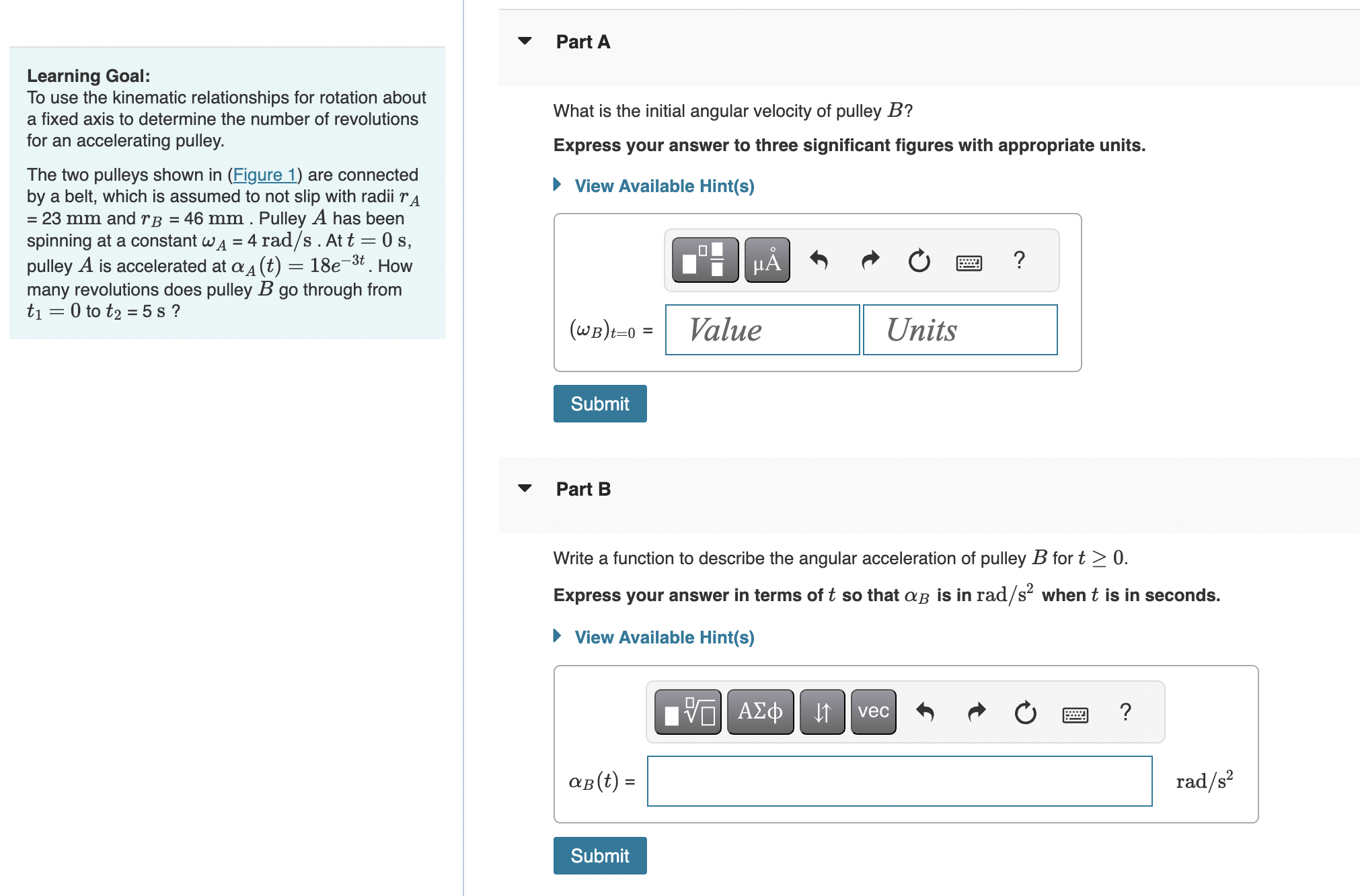 Part ALearning Goal:To ﻿use the kinematic | Chegg.com