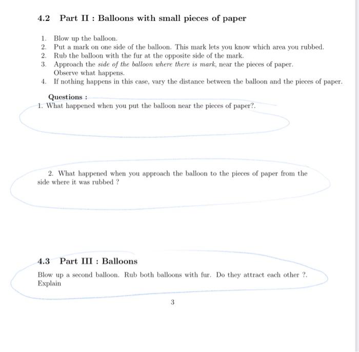 Solved 4.2 Part II : Balloons with small pieces of paper 1. | Chegg.com