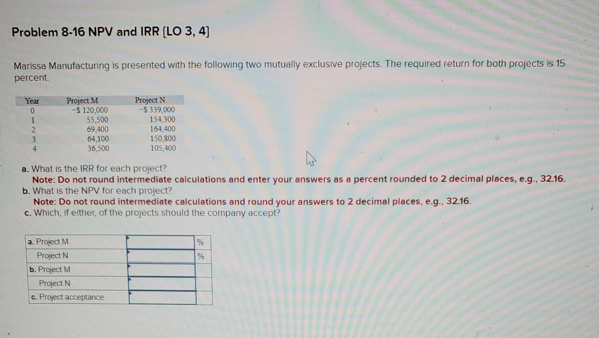 Solved Marissa Manufacturing is presented with the following | Chegg.com