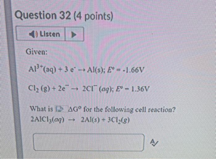 Solved Question 32 (4 points) Given: | Chegg.com