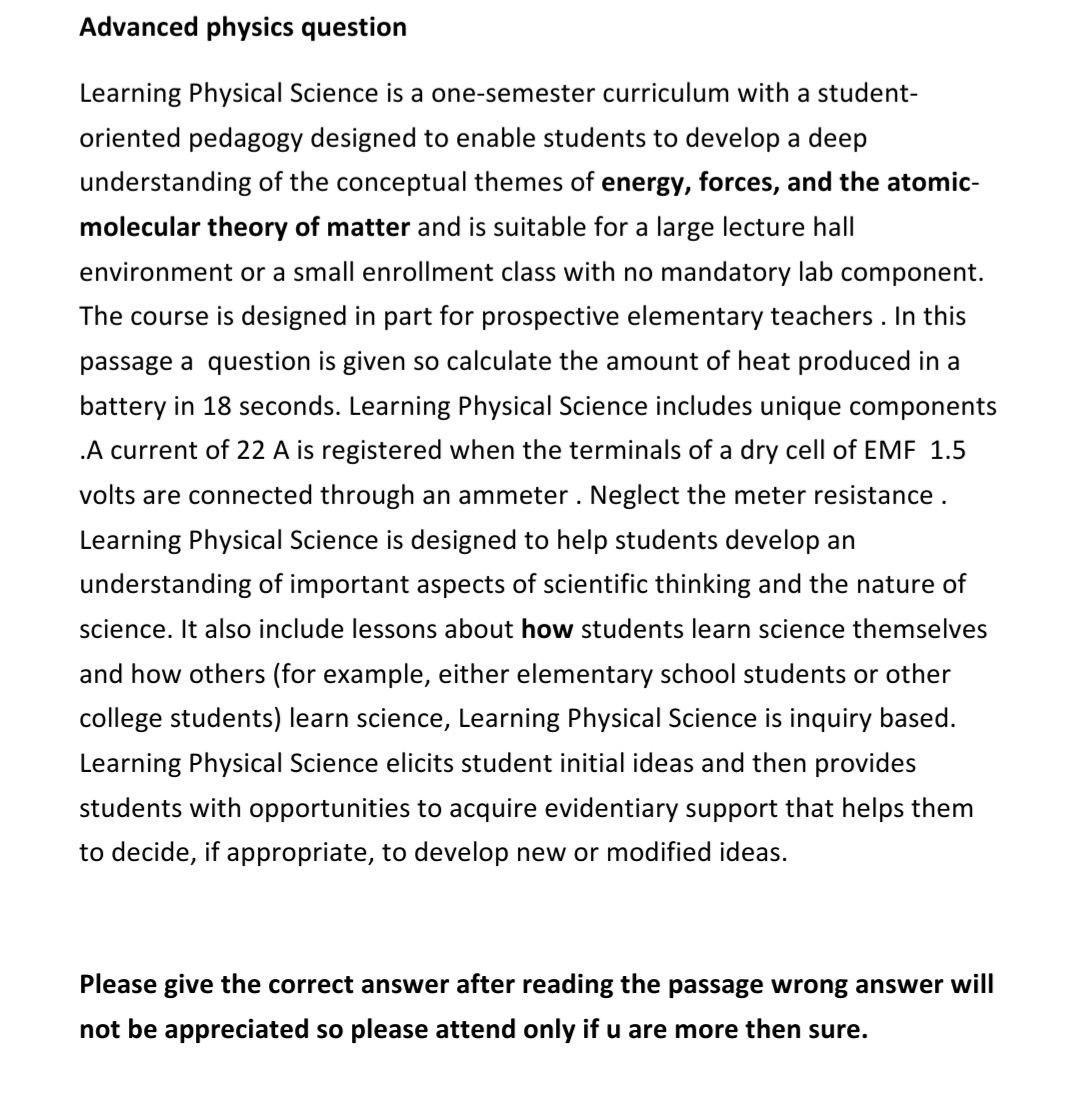Solved Advanced physics question Learning Physical Science | Chegg.com