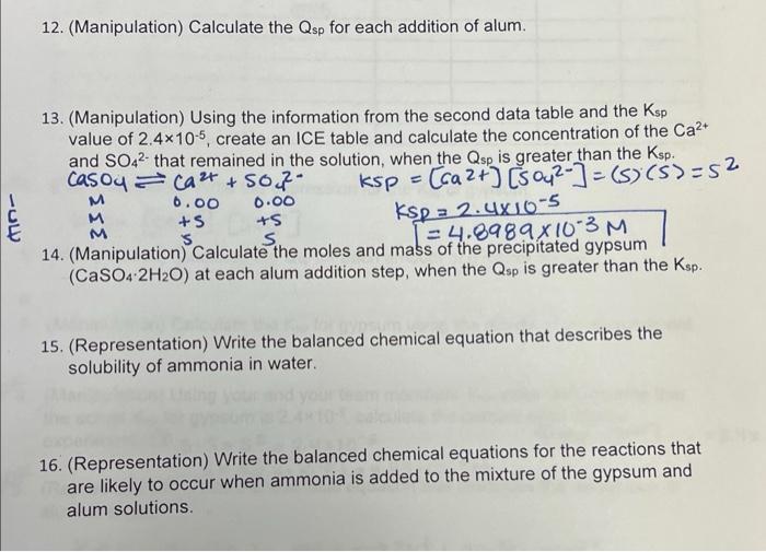 Solved 12. (Manipulation) Calculate the Qsp for each | Chegg.com