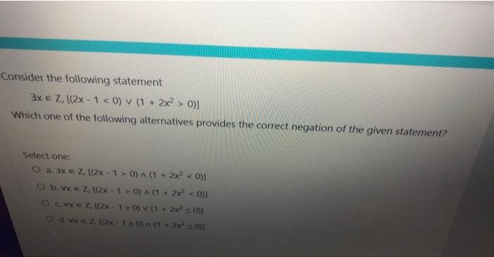 Solved Consider the following statement | Chegg.com