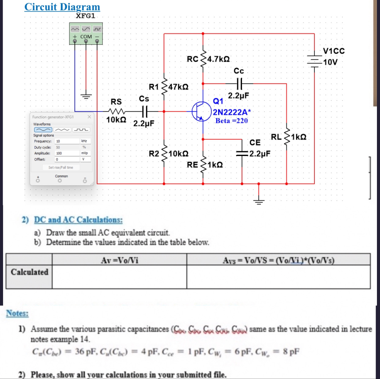 Solved DC and AC Calculations:a) ﻿Draw the small AC | Chegg.com