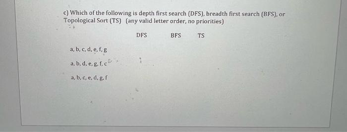 Solved c) Which of the following is depth first search | Chegg.com