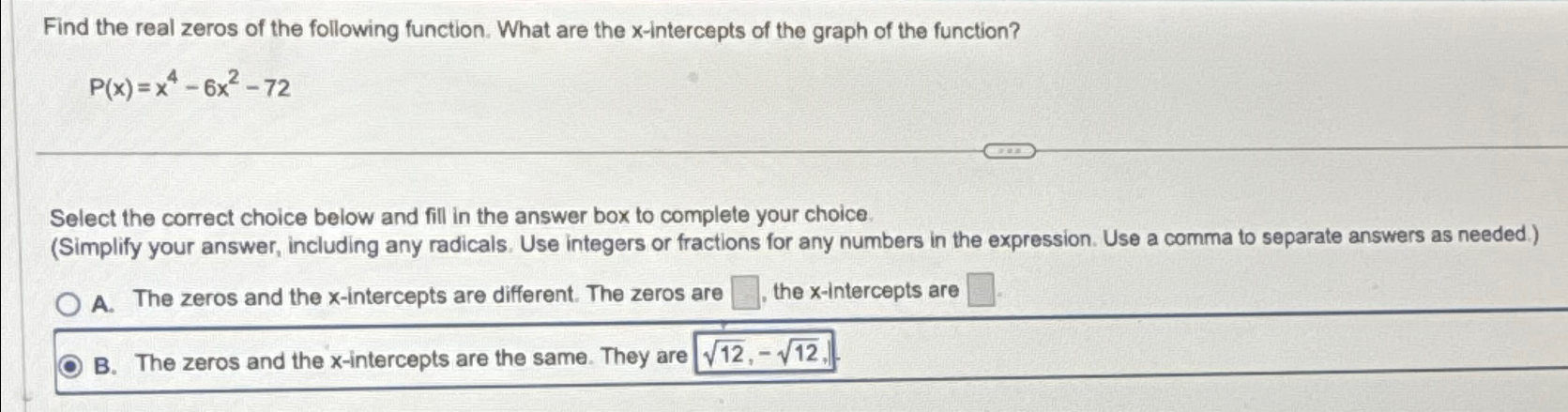 Solved Find the real zeros of the following function. What | Chegg.com