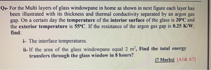 Solved Q4- For the Multi layers of glass windowpane in home | Chegg.com