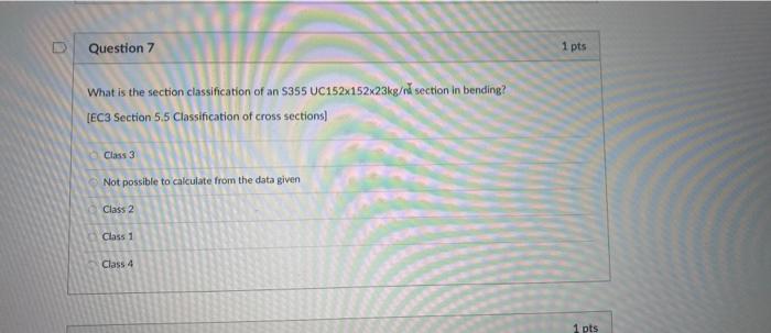 Solved Question 7 1 pts What is the section classification | Chegg.com