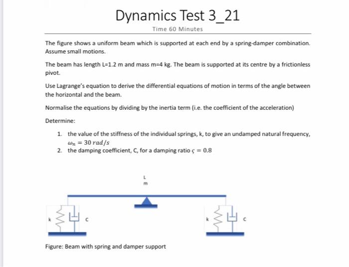 Solved Dynamics Test 3_21 Time 60 Minutes The figure shows a | Chegg.com