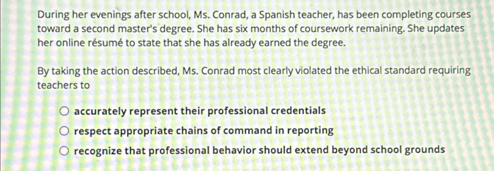 Solved During her evenings after school, Ms. ﻿Conrad, a | Chegg.com