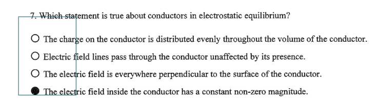 Solved Which statement is true about conductors in | Chegg.com