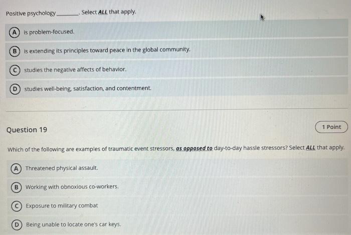 Solved Optimism . Select ALL that apply. has been linked to | Chegg.com
