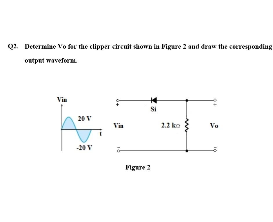 Solved Q2. Determine Vo for the clipper circuit shown in | Chegg.com