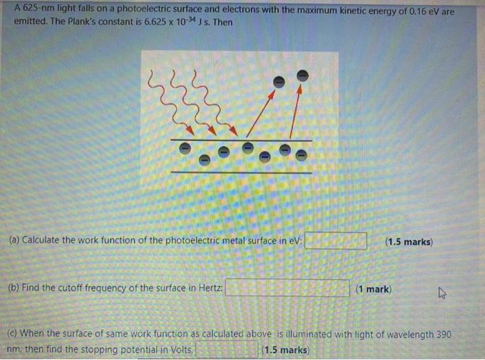 Solved A 625-nm light falls on a photoelectric surface and | Chegg.com