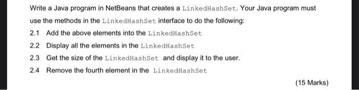 Solved Write a Java program in NetBeans that creates a | Chegg.com