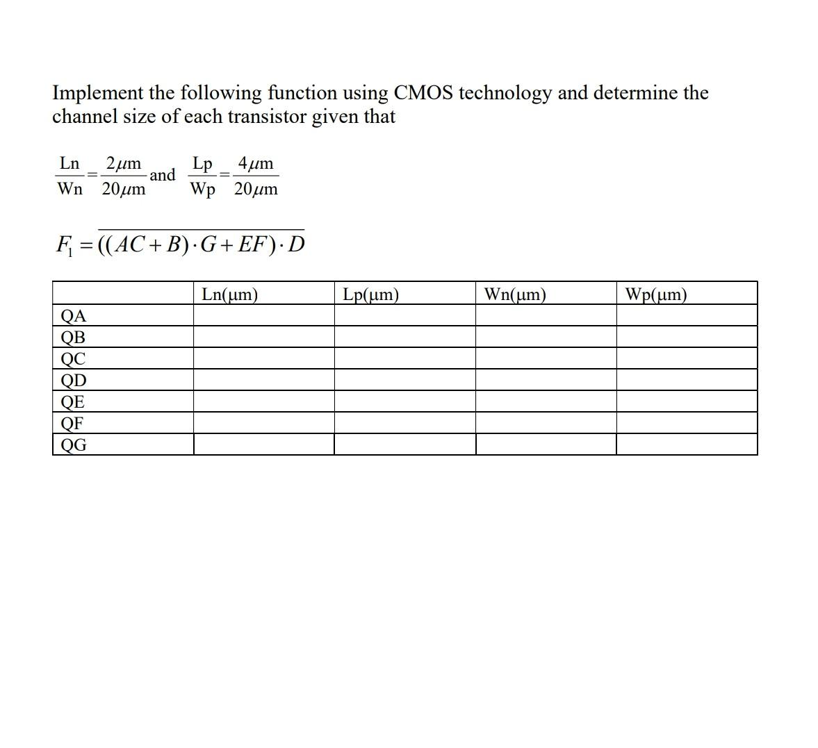 Solved Implement the following function using CMOS | Chegg.com