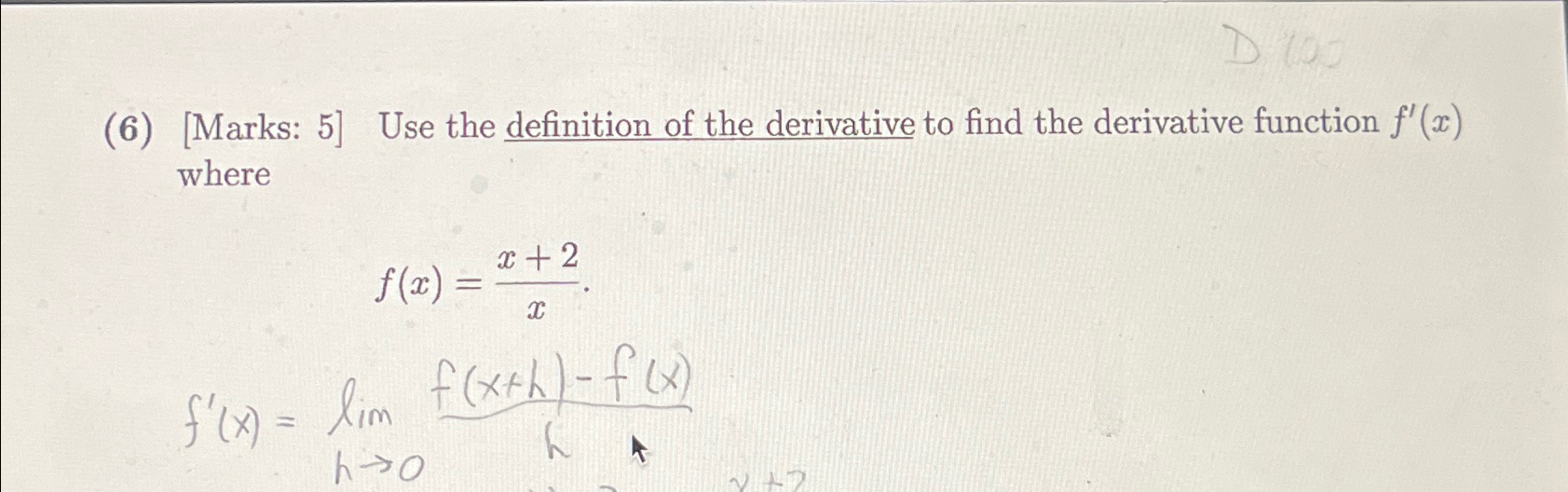 Solved (6) ﻿ Marks: 5] ﻿Use the definition of the derivative | Chegg.com