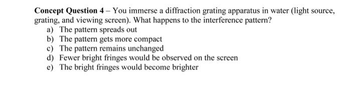 Solved Concept Question 4 - You immerse a diffraction | Chegg.com