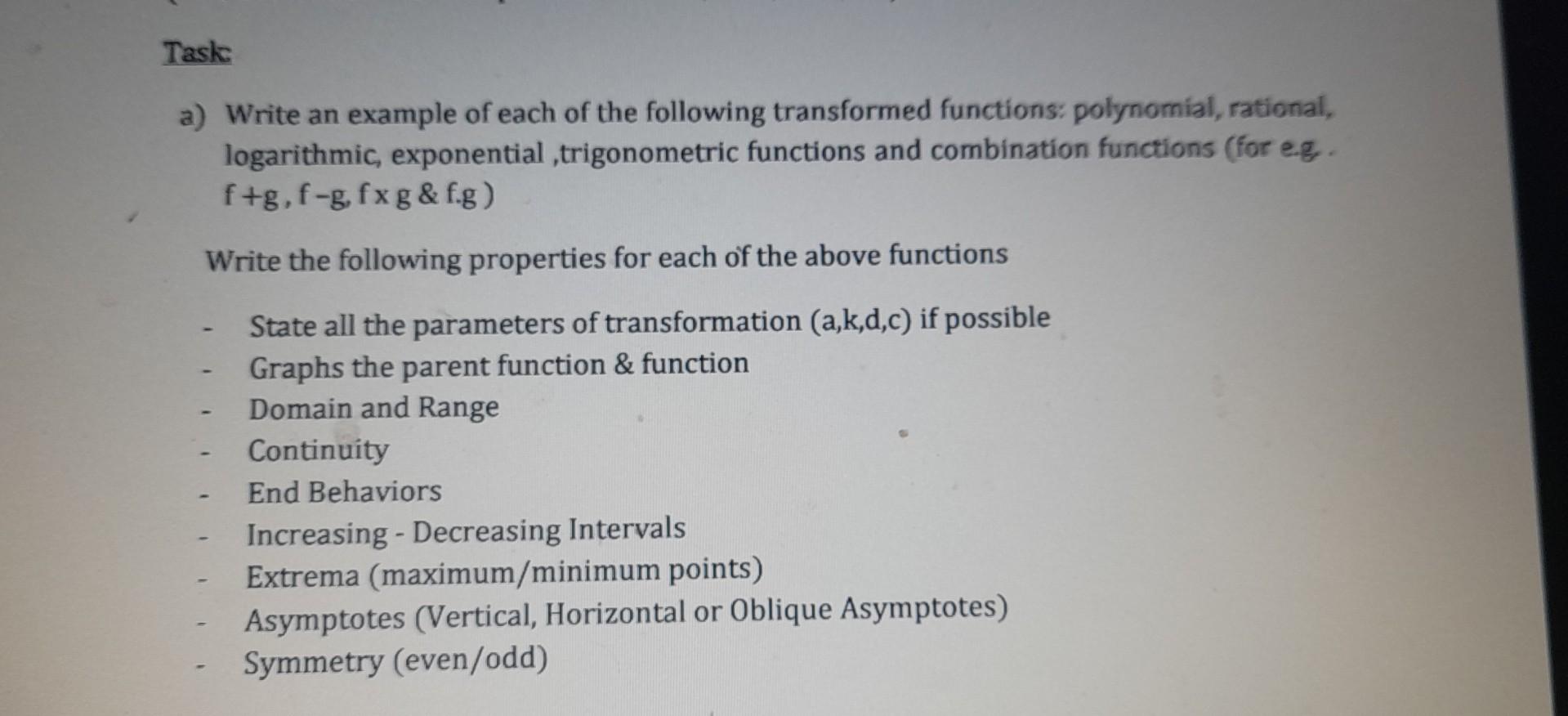 Solved a) Write an example of each of the following | Chegg.com