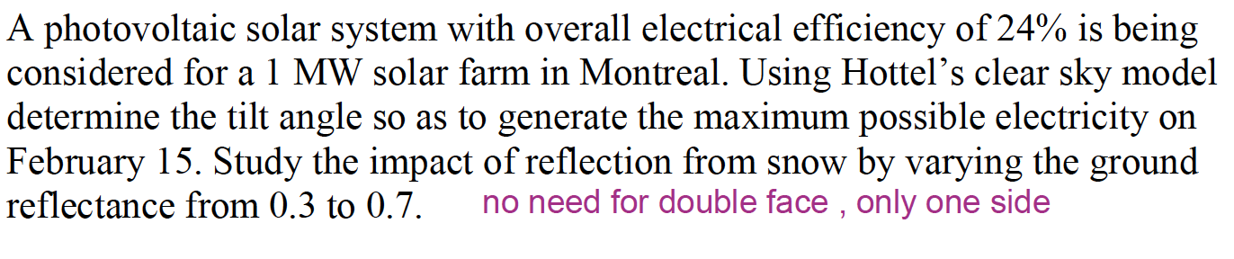 Solved A photovoltaic solar system with overall electrical | Chegg.com