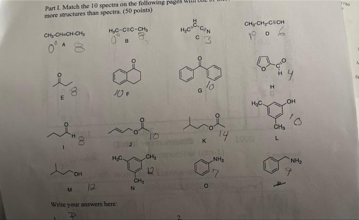 Solved Part L. Match the 10 spectra on the following pages | Chegg.com