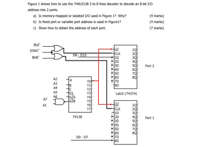 Solved Figure 1 shows how to use the 74ALS138 3 to 8 lines | Chegg.com
