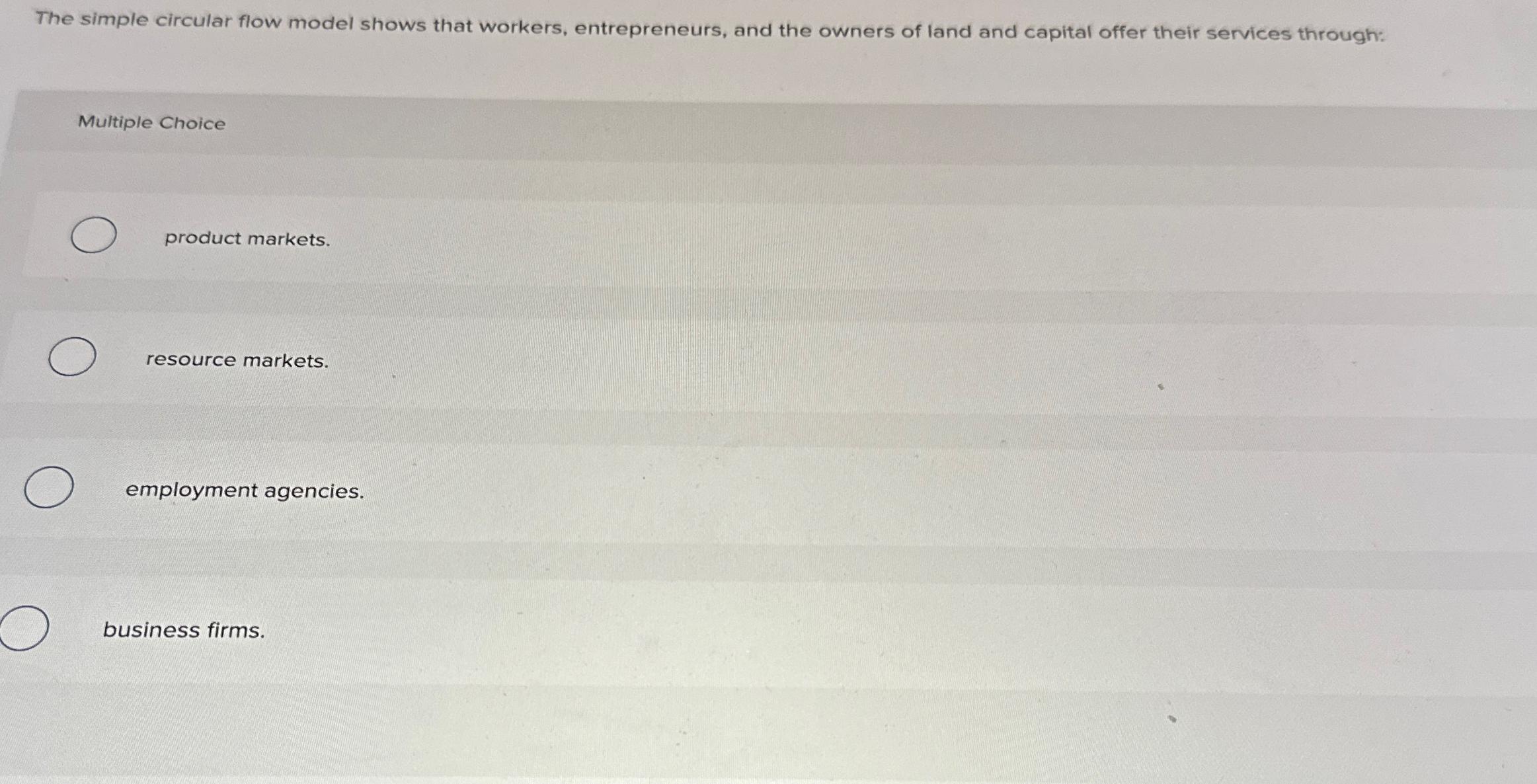 Solved The simple circular flow model shows that workers, | Chegg.com