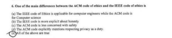 6. One of the main differences between the ACM code | Chegg.com