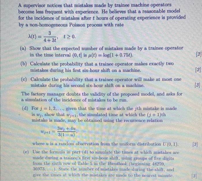 Solved A supervisor notices that mistakes made by trainee | Chegg.com