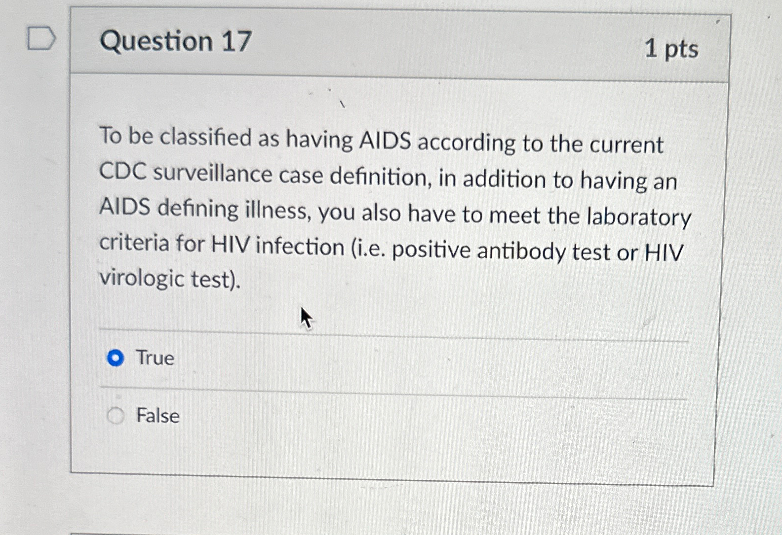 Solved Question 171 ﻿ptsTo be classified as having AIDS | Chegg.com