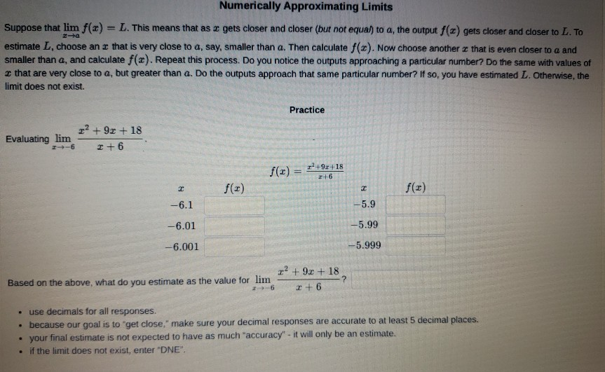 Solved Numerically Approximating Limits Suppose that lim f() | Chegg.com