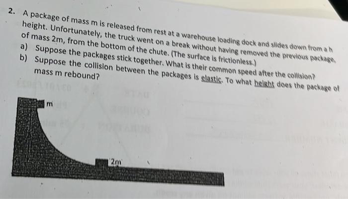 Solved 2. A package of mass m is released from rest at a | Chegg.com
