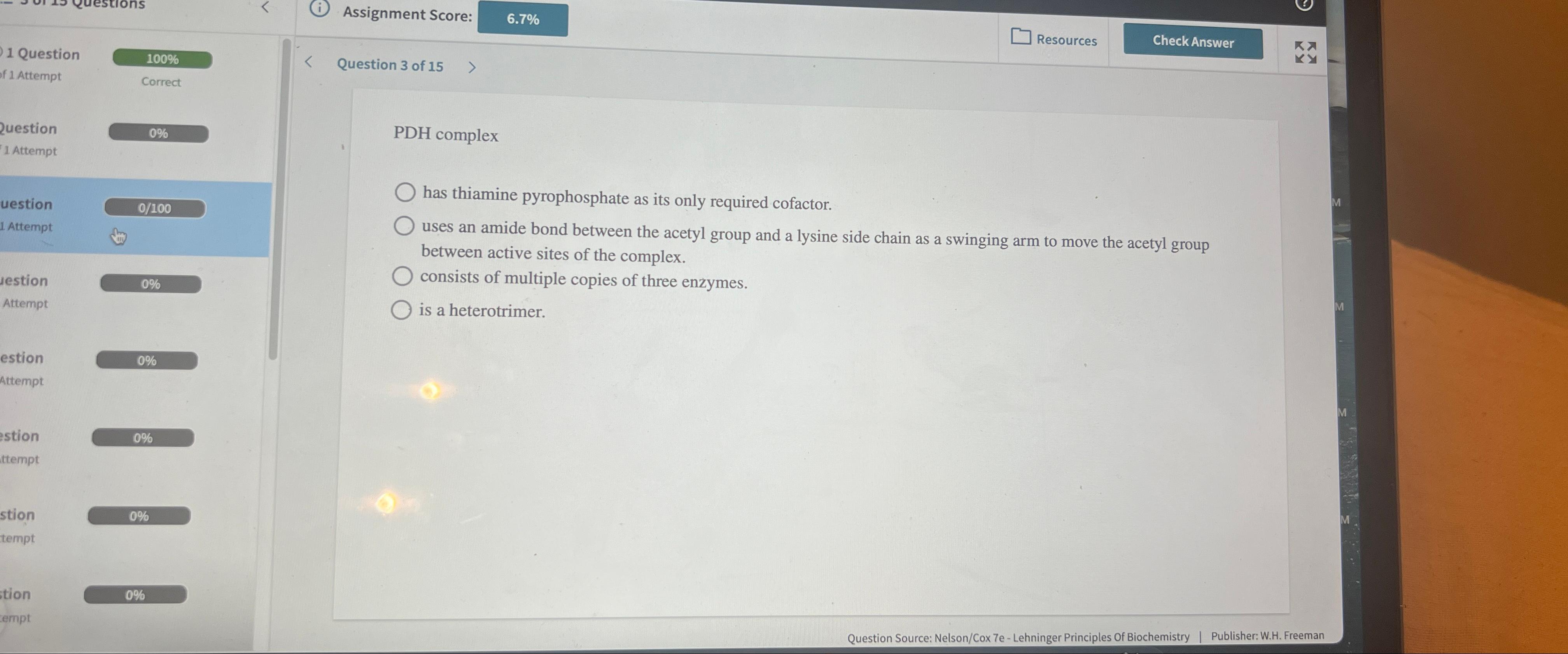 Solved Assignment Score:ResourcesQuestion 3 ﻿of 15PDH | Chegg.com