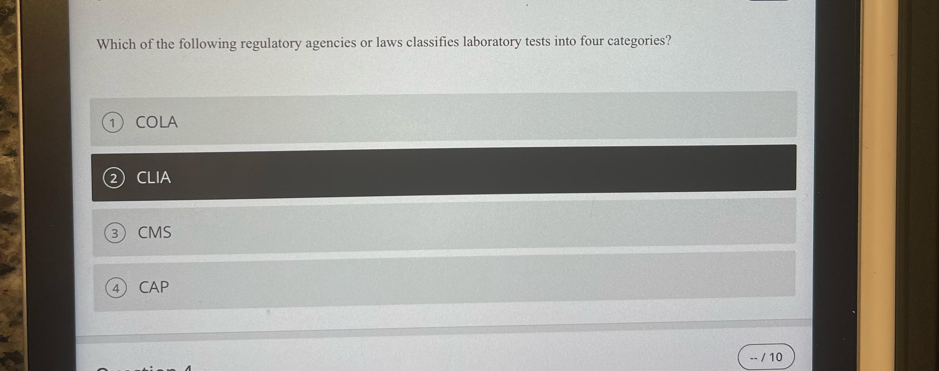 Solved Which of the following regulatory agencies or laws | Chegg.com