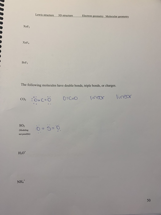 Solved Lewis structure 3D structure Electron geometry | Chegg.com