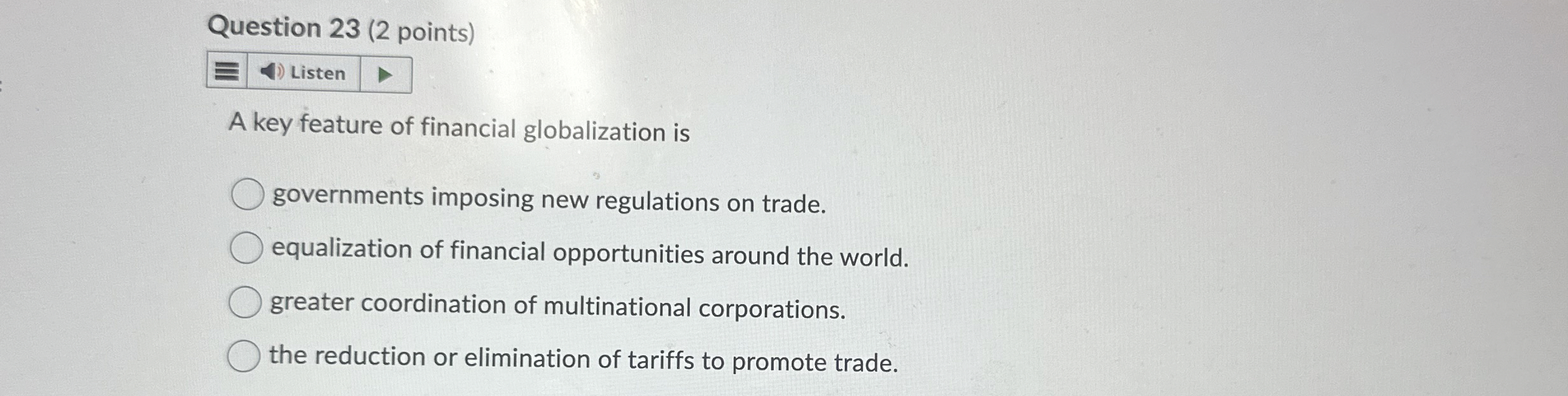 Solved Question 23 (2 ﻿points)A key feature of financial | Chegg.com
