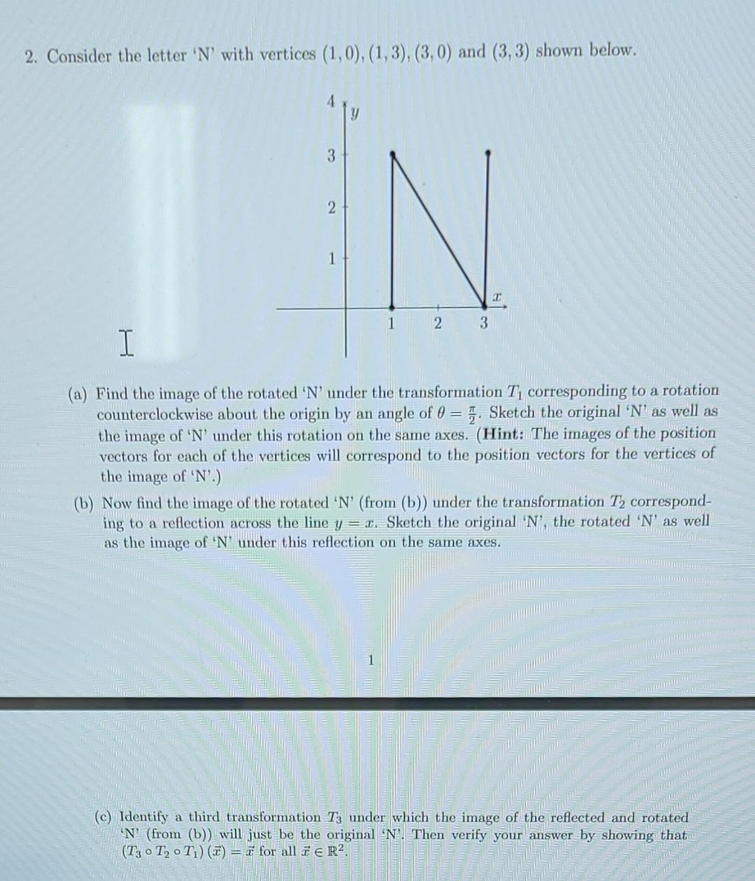 Solved 2. Consider the letter ' N ' with vertices | Chegg.com