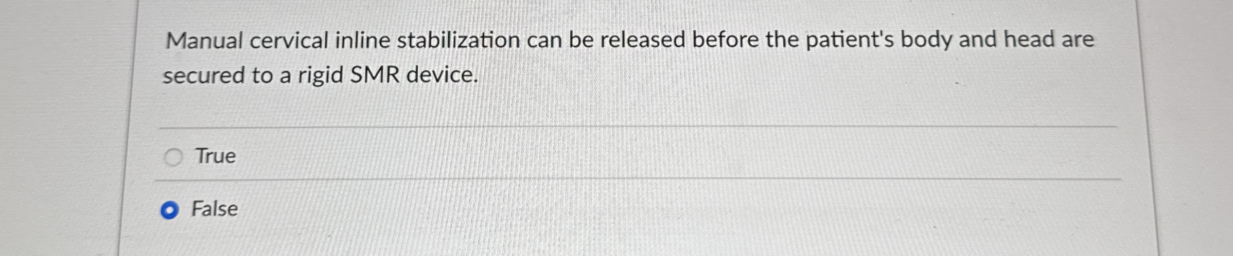 Solved Manual cervical inline stabilization can be released | Chegg.com