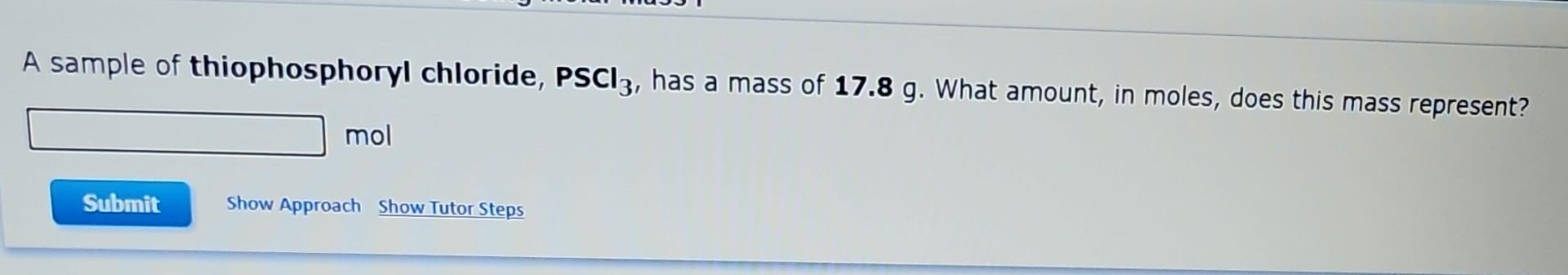 Solved A sample of thiophosphoryl chloride, PSCl3, has a | Chegg.com