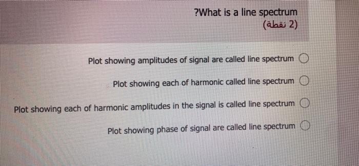 Solved ?What is a line spectrum 2) (2 نقطة) Plot showing | Chegg.com