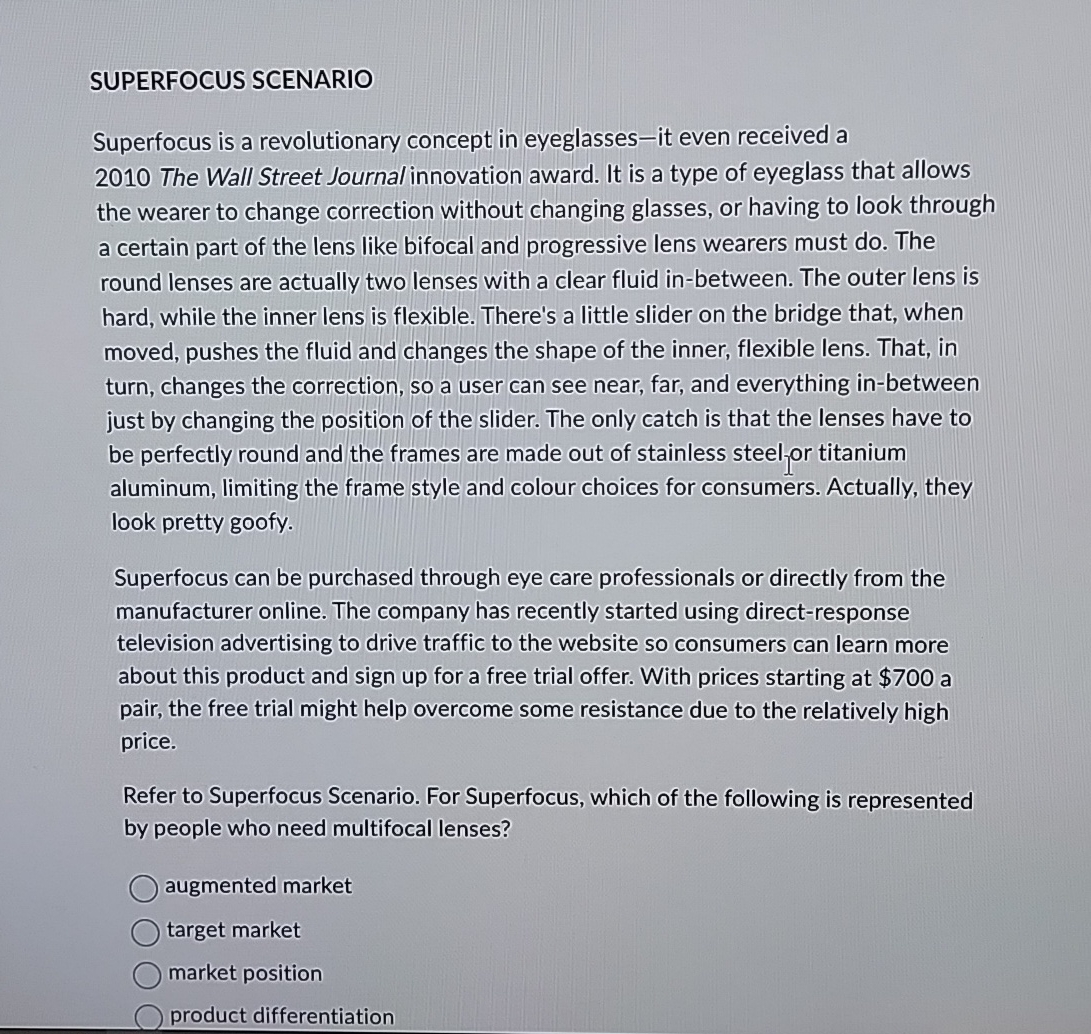 Solved SUPERFOCUS SCENARIOSuperfocus is a revolutionary | Chegg.com