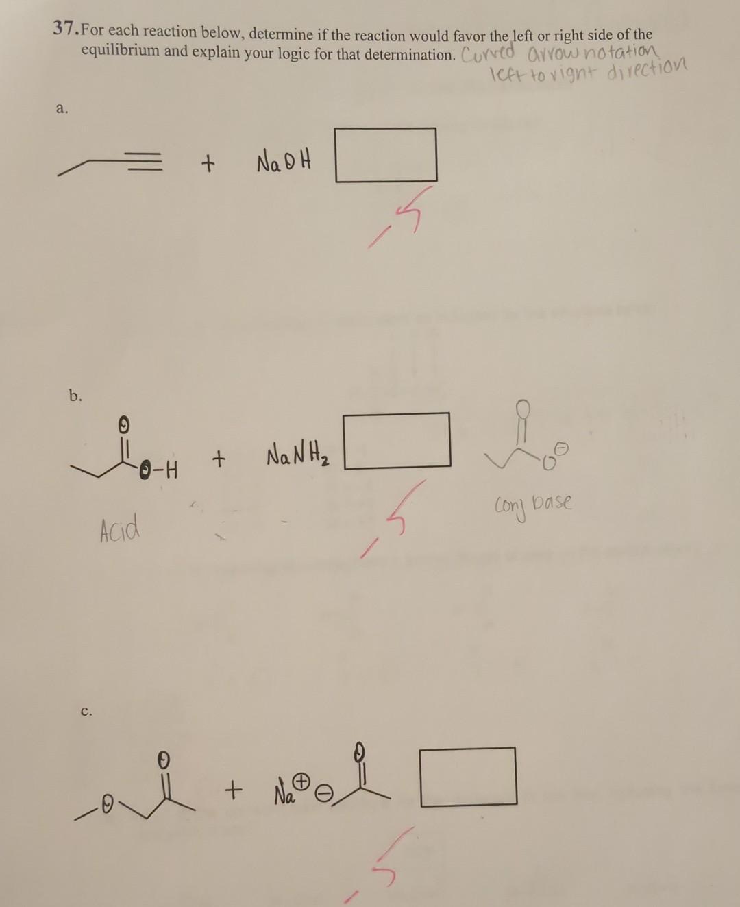 Solved 37. For each reaction below, determine if the | Chegg.com