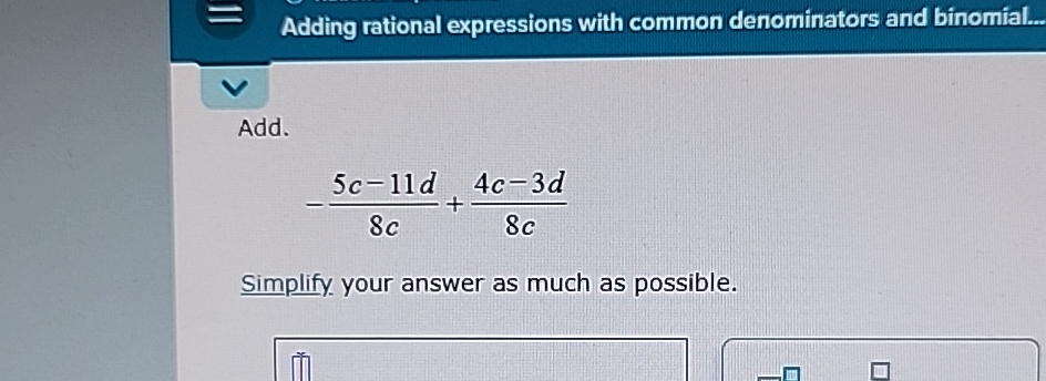 Solved Adding rational expressions with common denominators | Chegg.com