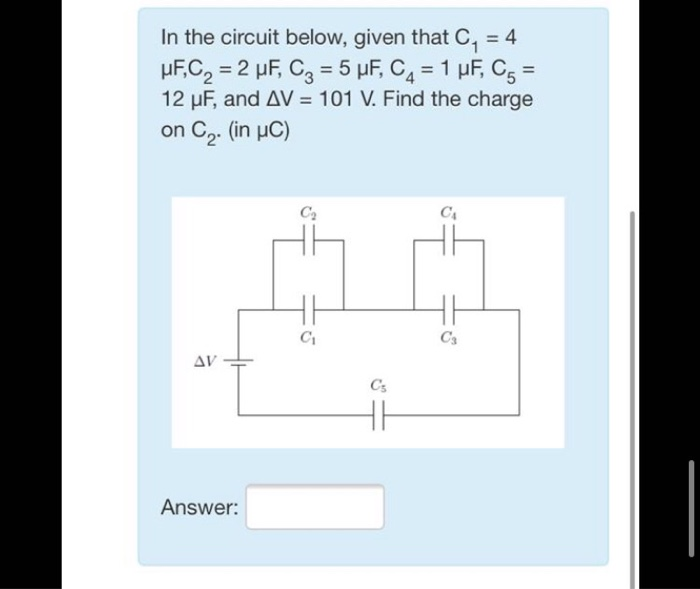 Solved In the circuit below, given that C1 = 322 uF,C2 = 322 | Chegg.com