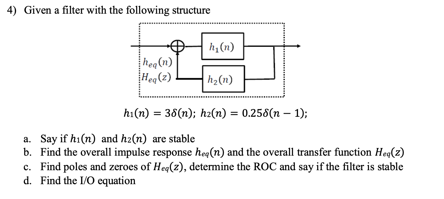 Solved Given a filter with the following | Chegg.com