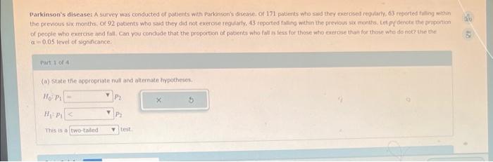 Solved Parkinson's disease: A survey Was conducted of | Chegg.com