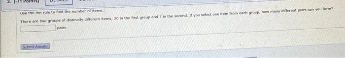 Solved Use the mn rule to find the number of ltems: peirfi | Chegg.com