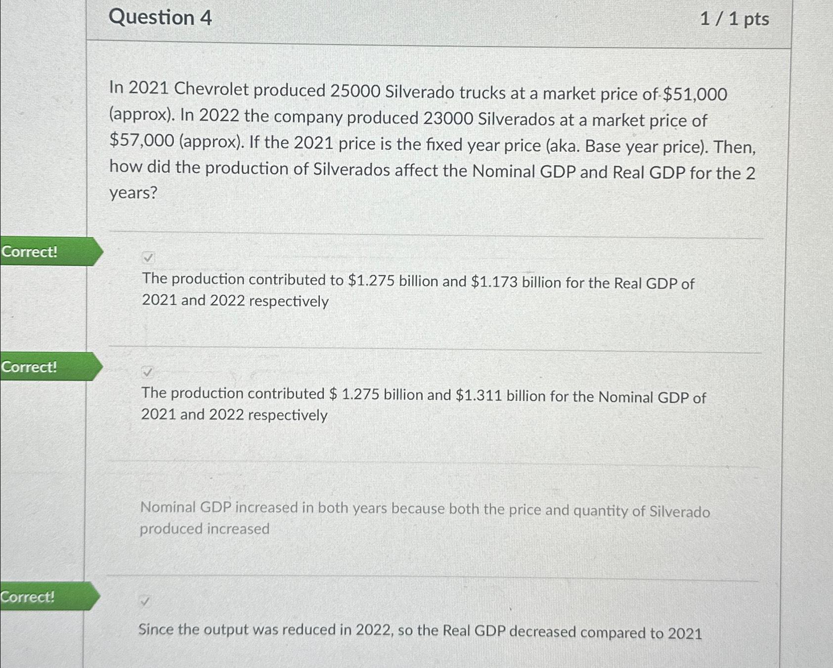 Solved Question 411 ﻿ptsIn 2021 ﻿Chevrolet produced 25000 | Chegg.com