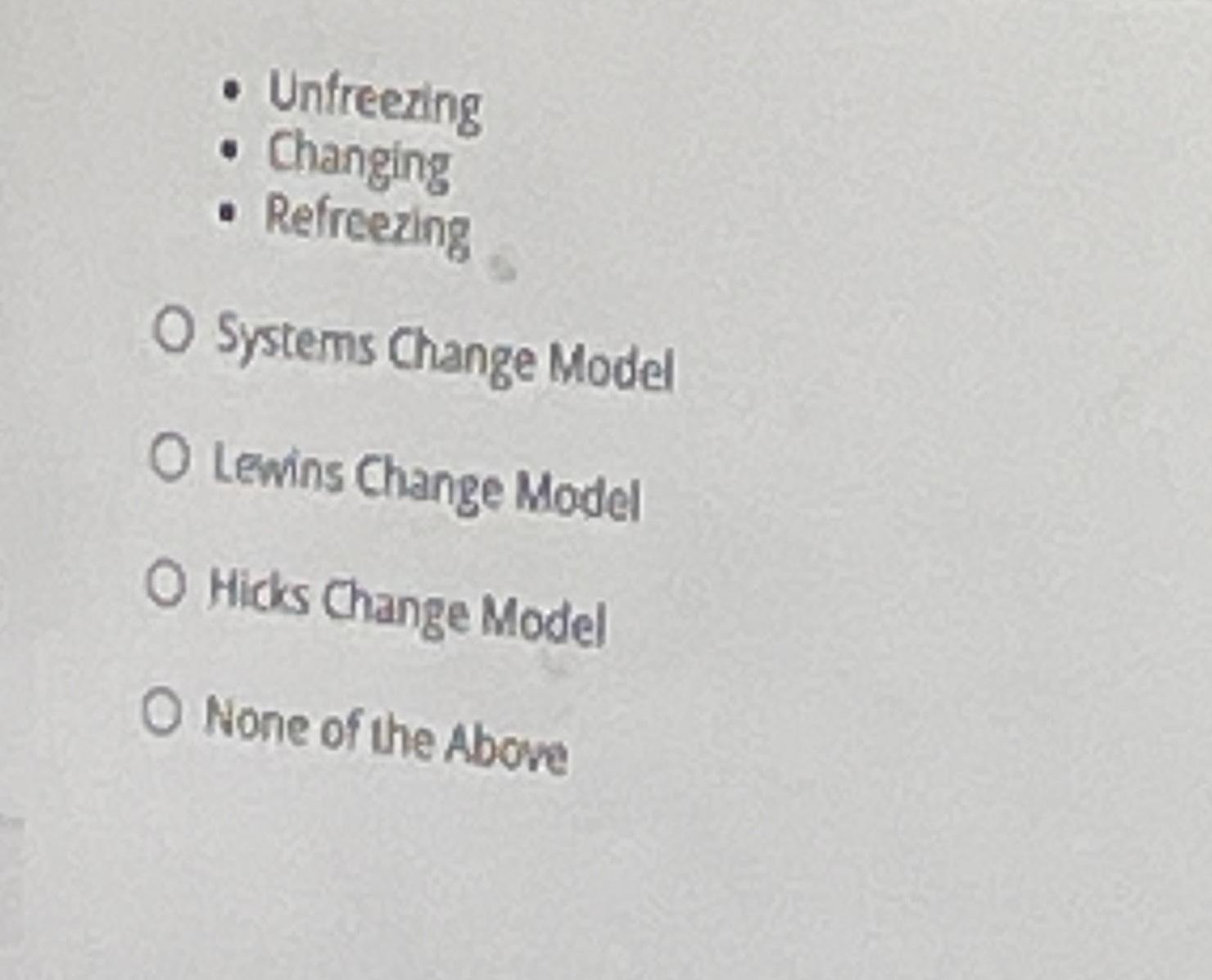 Solved UnfreezingChangingRefreezingSystems Change | Chegg.com