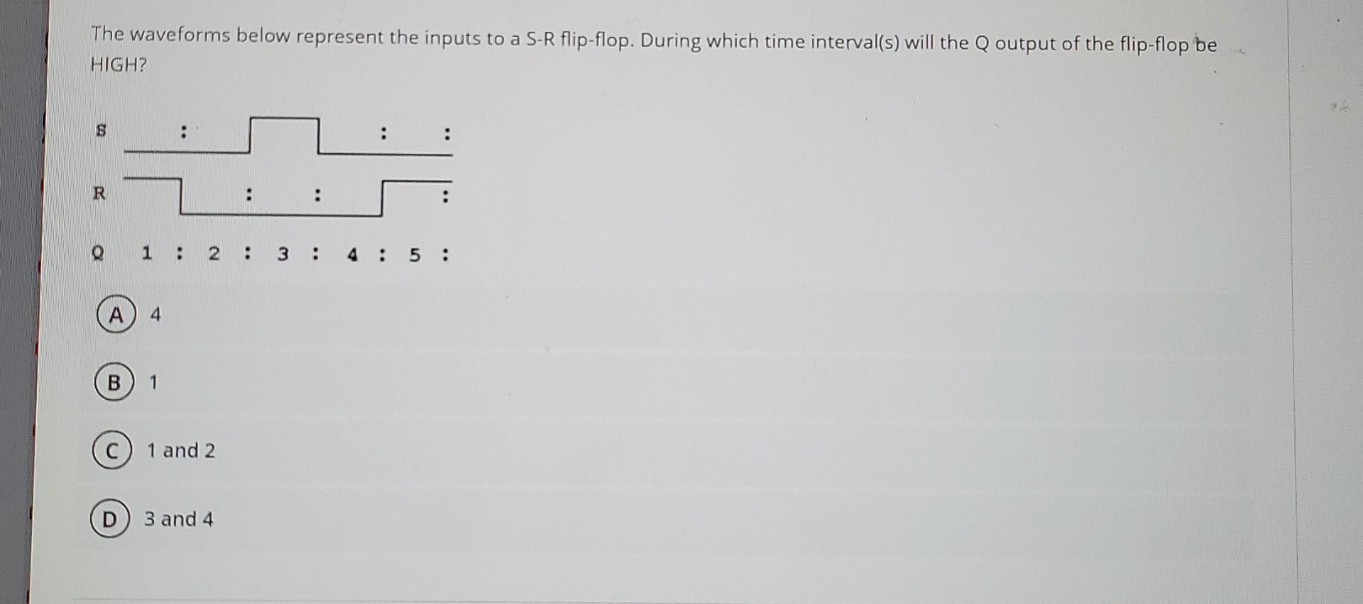 Solved The waveforms below represent the inputs to a S-R | Chegg.com